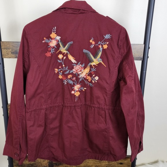 Sweet Wanderer | Jackets & Coats | Sweet Wanderer Maroon Bird Floral ...
